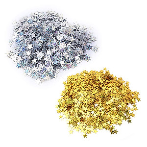 Star Confetti Sprinkles Table Confetti Glitter Confetti Silver Metallic Confetti Gold Confetti for Christmas Wedding Birthday Decoration 60g(silver)