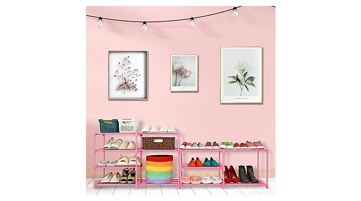 LNYZQUS 7-Tier Pink Shoe Rack - Stylish Storage Solution