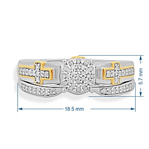 Jewelili Yellow Gold over Sterling Silver 1/5 Cttw Natural White Round Diamond Bridal Engagement Ring, Size 8