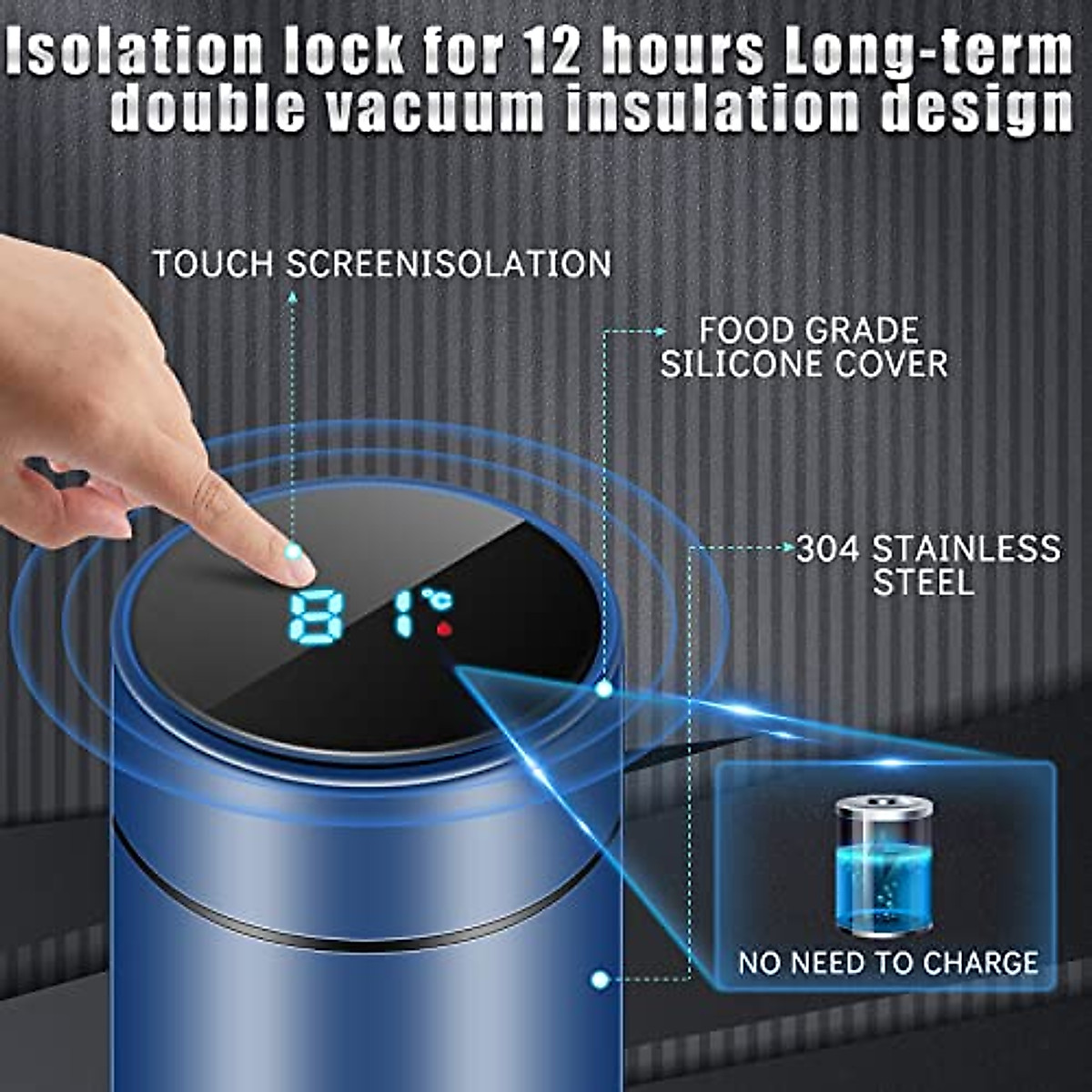 4 Pieces Smart Water Bottles with LED Temperature Display Tea Infuser Bottle Double Wall Insulated Water Flask Stainless Steel Water Bottle That Keeps Water Cold and Warm Leak Proof Vacuum Travel Mug