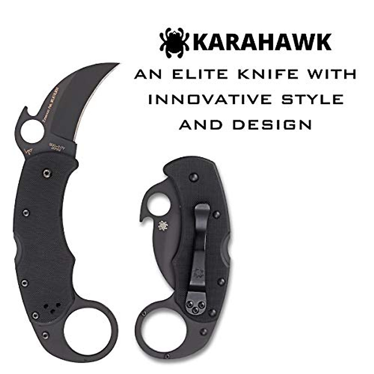 Spyderco Karahawk Specialty Knife with 2.29" VG-10 Steel Black Blade and Black Premium G-10 Handle - PlainEdge - C170GBBKP