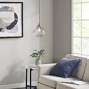 Hampton Hill Elm Glass Pendant Light Fixtures for Kitchen Island, Adjustable Farmhouse Bell-Shaped Hanging Ceiling Light with Lamp Shade, Wire Mount, Dining, Foyer, Bedroom Home Decor - Smoke Grey