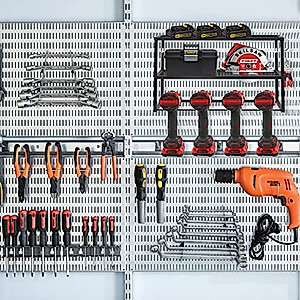 Dosker Tool Shelf & Organizer Wall Mounted Garage Storage Rack 3 Layers Heavy Duty Metal Drill Holder Utility Storage Rack Garage, Workshop and Warehouse for Dad Gifts 2PC