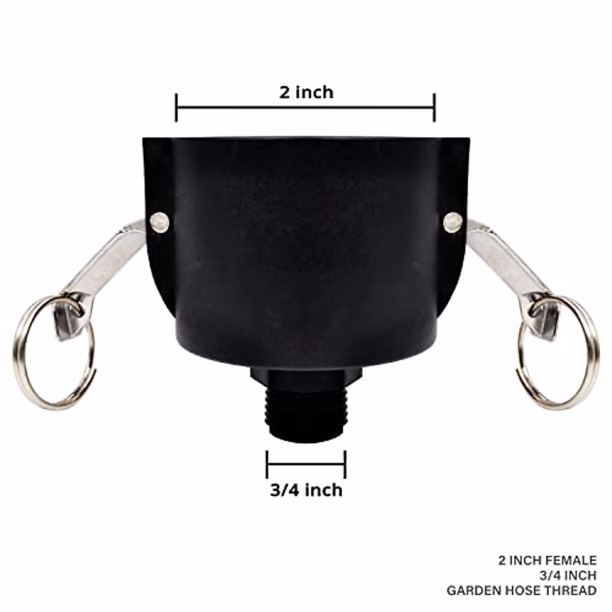 Genuine Harvest 2” IBC Camlock tote connector fitting/polypropylene IBC tote garden hose fitting standard with Stainless Steel Cam Levers - Pack of (1)