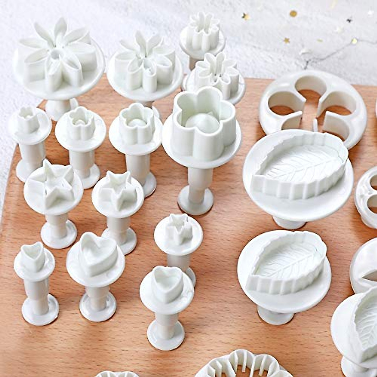 33 Piece Fondant Cake Cookie Plunger Cutter Sugarcraft Flower Leaf Butterfly Heart Shape Decorating Mold DIY Tools