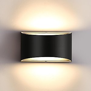 Hollymaze Modern Wall Sconces, Dimmable Wall Sconce Up and Down Wall Mount Light Black LED 14W Aluminum Wall Light Fixtures for Living Room Bedroom Hallway Stairway Corridor (Warm White)