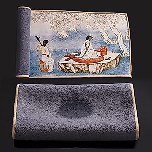 1pcs Chinese Painted Tea Towel Absorbent Rag, Thickened Table Cleaning Tea Cloth, Cotton Household Cloth Dish Cleaning Wipe Tea Towels (Color : 07, Size : 0.6x1.3ft)