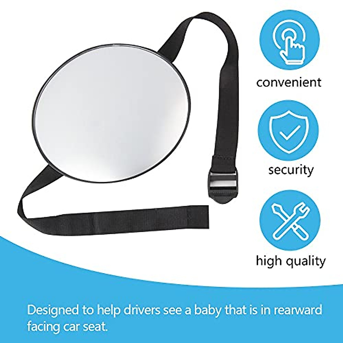 Kiminors Car Safety Easy View Back Seat Mirror Baby Facing Rear Ward Child Infant Care,white,
