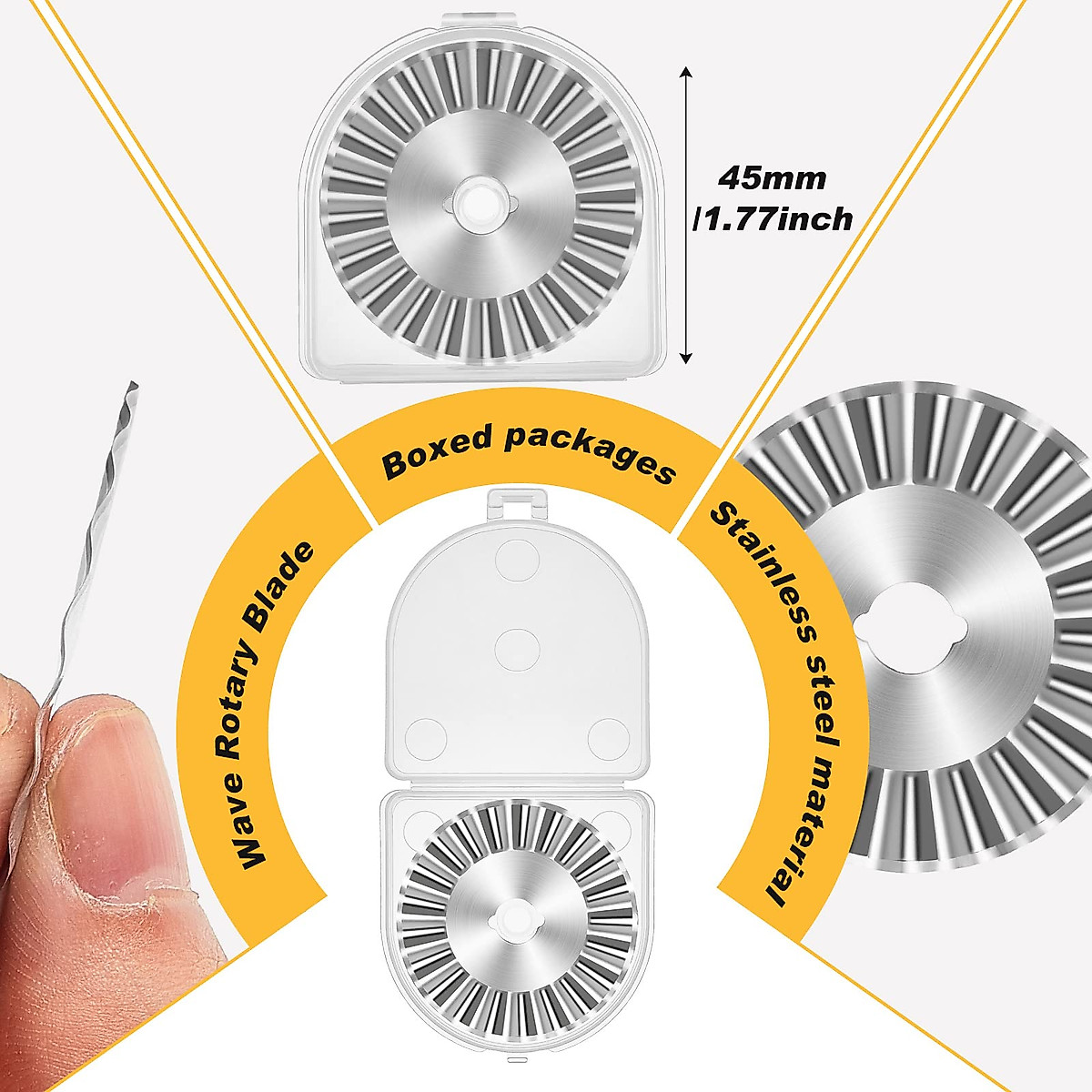 20 Pieces 45 mm Wave Rotary Blade Replacement Cutter Pinking Refill Blades Wavy Circular Edge Blade for Quilting Scrapbooking Sewing Cutting Paper Cloth Fabric Arts Crafts Tools