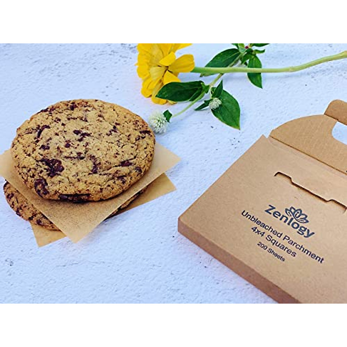 Zenlogy 4x4 Small Parchment Paper Squares (200 sheets) - Unbleached, Non-stick, Pre-cut Parchment Paper - Ideal for Candy Wrappers, Liner Paper, Freezing and Storing, Separating, and Diamond Painting