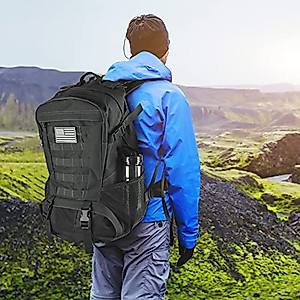 Jueachy Tactical Backpack for Men Hiking Day Pack Molle Backpack Military Rucksack Waterproof 30L EDC Bag with USA Flag Patch