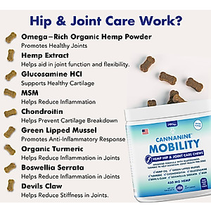 iHeartDogs Hip & Joint Hemp Supplement for Dogs - Advanced 8-in-1 Dog Joint Chews with Glucosamine, Chondroitin, Turmeric, Devil's Claw, Green Lipped Mussel, Hemp, Yucca, Boswellia & MSM 90 CT