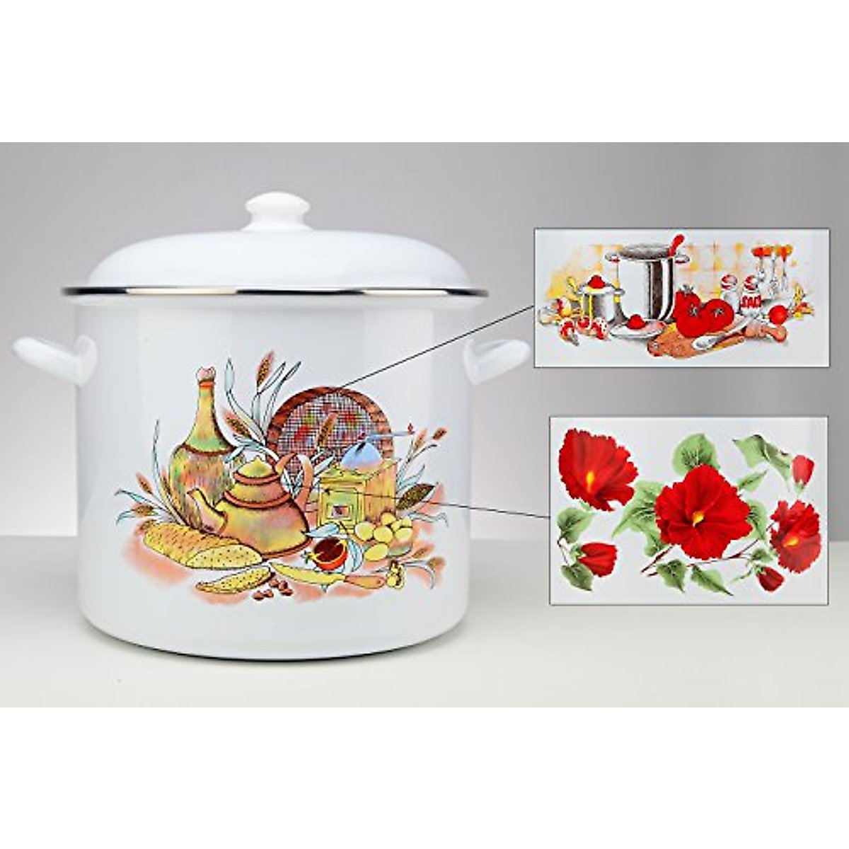 Uniware Enamel Stock Pot with Lid, 28cm/15 quart, Assorted pattern