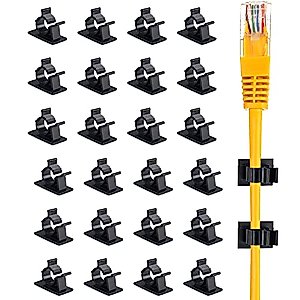 Viaky 30 Pcs Black Clips Self Adhesive Backed Nylon Wire Adjustable Cable Clips Adhesive Cable Management Drop Wire Holder
