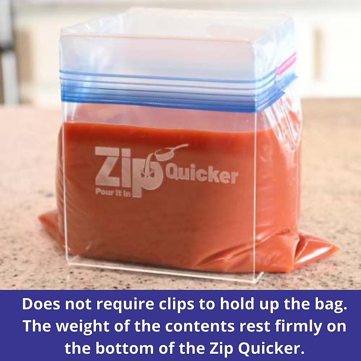 Zip Quicker Ziplock Bag Holder/Food Storage Bag Stand/Baggy Rack Holder/Hands-Free to Pour Leftovers/Filling Zip Lock Freezer Bag Stand/Bag Prep/Comes with both Gallon & Quart Sizes