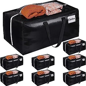 StorageRight Extra Large Moving Bags Oversized Moving Boxes with Strong Handles ＆ Zippers，Collapsible ＆ Reusable Storage Tote for Items，Ideal for Packing & Space Saving 93L,8-Pack