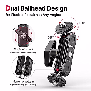 ULANZI Magic Arm with Double Ballhead 1/4" Screw, Compatible with Universal Monitor Mount for Camera, Video Shooting Photography Accessories Microphone Fill Light Bracket