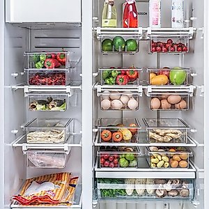 BLCEE Pet Drawer-style Refrigerator Storage Box - Large Capacity Sealed Fresh-keeping Box, Transparent Kitchen Storage Bin, Egg Carton
