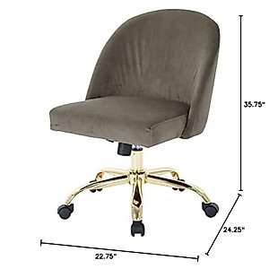 OSP Home Furnishings Layton Mid-Back Adjustable Office Chair with 5-Star Base, Gold Finish and Blue Azure Velvet