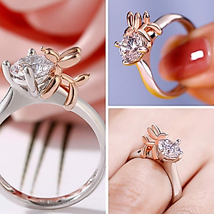 Jeulia Round Cut Silver Ring: Sterling Balloon Shape Dog Fashion Anniversary Promise Engagement Wedding Ring Set for Her with Gift Jewelry Box