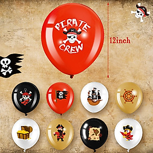 45 Pcs Pirate Party Balloons Latex Pirate Balloons Set Round Pirate Balloons Caribbean Pirate Skull Pirate Ship Balloons for Pirate Theme Parties Birthday Party Decorations Halloween Party Supplies