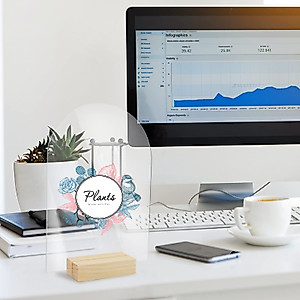 Bercoor 10 Pack 5x7 Inch Blank Clear Arch Acrylic Sign with Wooden Stands, Arched Round Top Acrylic Sheet, DIY Acrylic Arch Table Numbers for DIY Name Card Gifts Event Party Sign Decoration