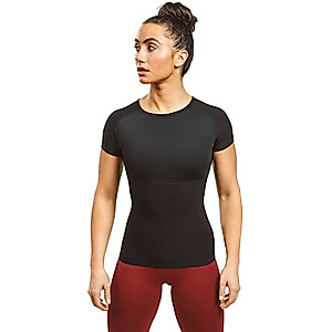 Sweat Shaper Women's Athletic Tee, Short Sleeve High-Performance Compression T-Shirt, Performance Baselayer Workout Shirt (Black, 3X-Large)
