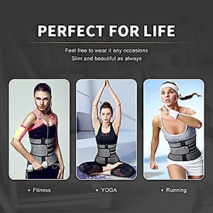 FeelinGirl Women's Neoprene Workout Top Shirt Waist Trainer Corset Trimmer Belt Body Shaper Cincher Zipper Slimming L Grey