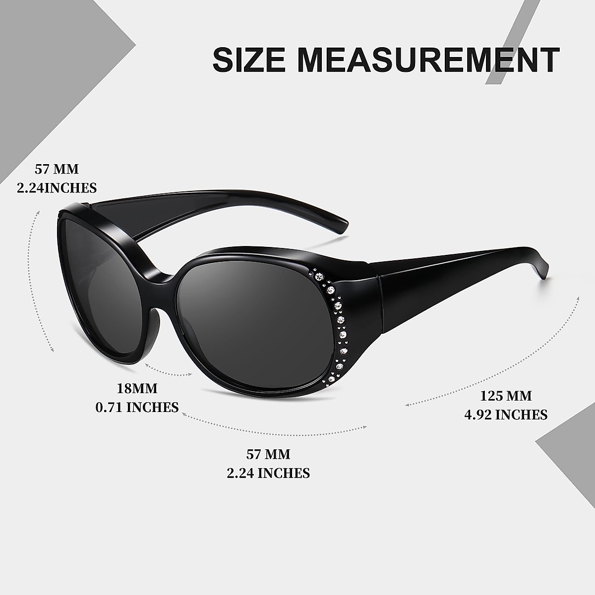 HAOLOTA Women's Polarized Fit Over Sunglasses with Rhinestone, Sun Glasses for Prescription Glasses UV400 Protection