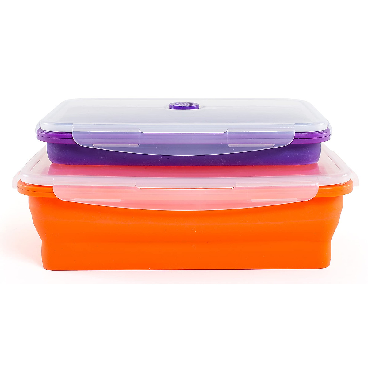 Kitchen + Home Thin Bins Collapsible Containers – Set of 2 Extra Large Rectangle Silicone Food Storage Containers – BPA Free, Microwave, Dishwasher and Freezer Safe