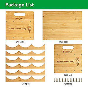 Ollieroo Bamboo Water Bottle Organizer Shelf, Freestanding Water Bottle Holder for Cabinets, Kitchen Countertops, Pantry, Tabletop, 2 Tiers Closet Wine Bottle Storage Rack Holds 6 Bottles(Natual)