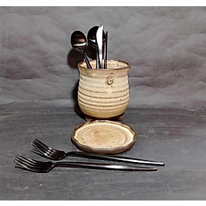 Cutlery holder, Ceramic silverware container, Kitchen cutlery organizer, Cutlery caddy, Pottery Utensil carrier, Table top utensil dish,