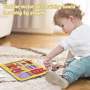 ABirdon Busy Board for Toddlers, Montessori Toys for Baby Learn Preschool Basic Skills, Sensory Toys for Practice Fine Motor Skills, Autism Educational Learning Toys for Airplane, Car or Home