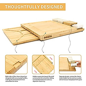 Unique Bamboo Cheese Board and Knife Set, Large Charcuterie Board Set, Premium Cheese Platter Set, Best For Housewarming Gift, New Home, Wedding Gifts for Couple