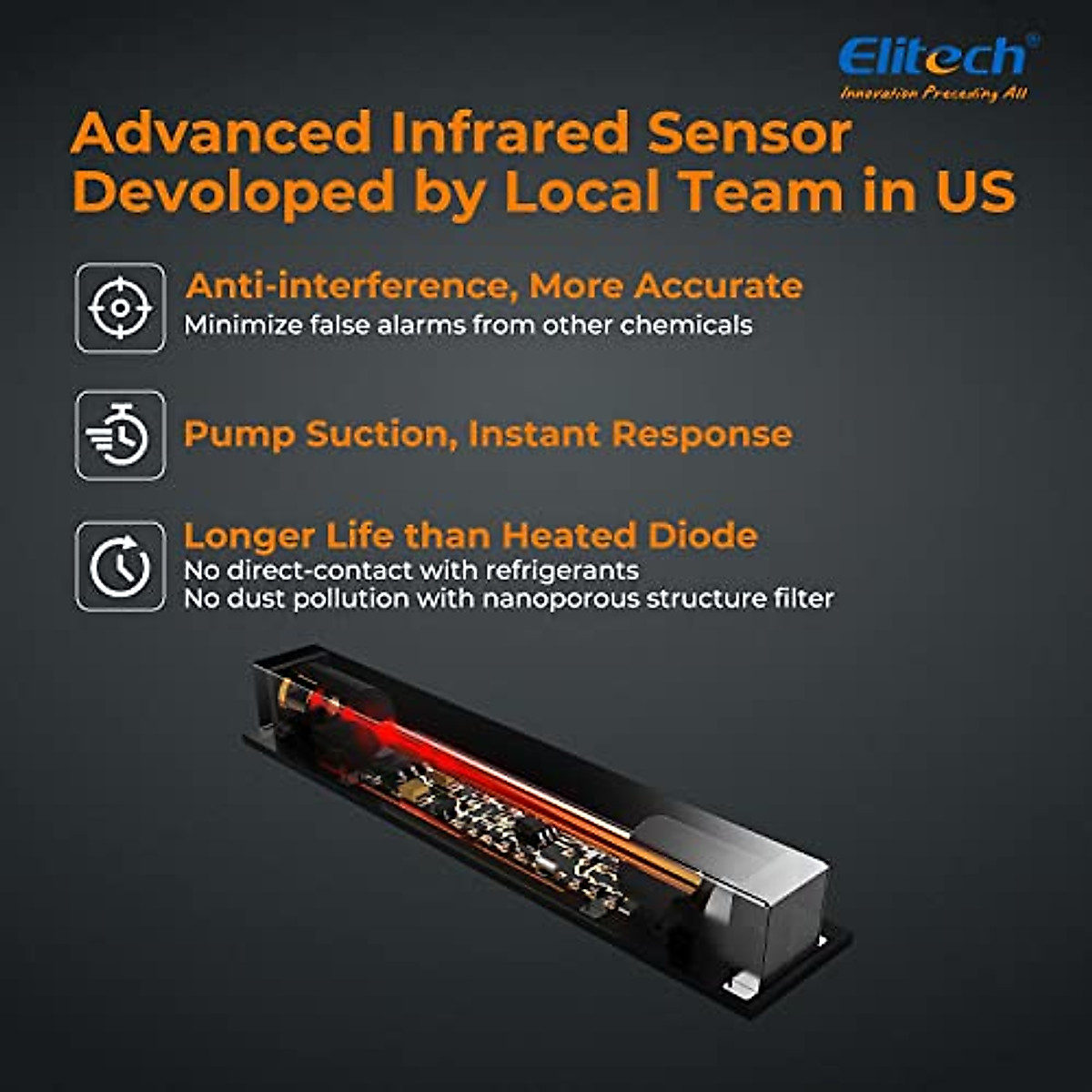 Elitech HVAC Refrigerant Leak Detector 10 Yrs Infrared Sensor Life Halogen Freon Sniffer, Air Conditioning Detection, Automotive Gas Finder, R22 R410A R134A R1234YF CFCs HCFCs HFCs, ILD-200
