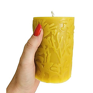 Alternative Imagination 100% Pure Beeswax Pillar Candle (3x4 Inch), 40 Hour, Wild Meadow Design, Hand-Poured, Made in USA