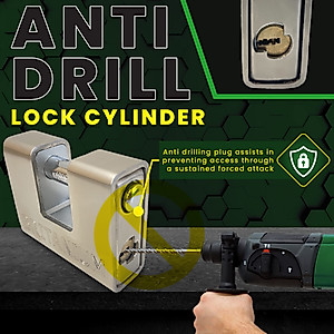 Britanium® BRP/74 [Armoured] Shipping Container Padlock - [Anti Drill Cylinder] - Heavy Duty Lock for Storage Unit, Motorbike, Shed & Garage Silver
