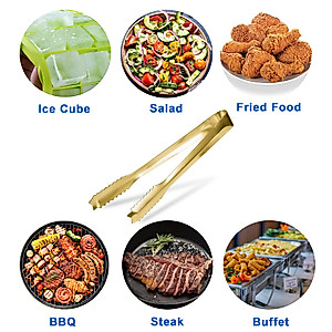 WAFJAMF Ice Tongs for Ice Bucket,7 Inch Serving Tongs,Bar Tongs,304 Stainless Steel,-Gold Plated-for Bar Kitchen Restaurant…
