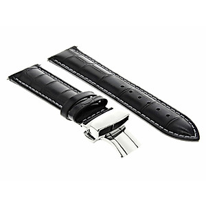 Ewatchparts 18MM BLACK WATCH LEATHER STRAP COMPATIBLE WITH IWC PILOT PORTUGUESE + DEPLOYMENT CLASP WS