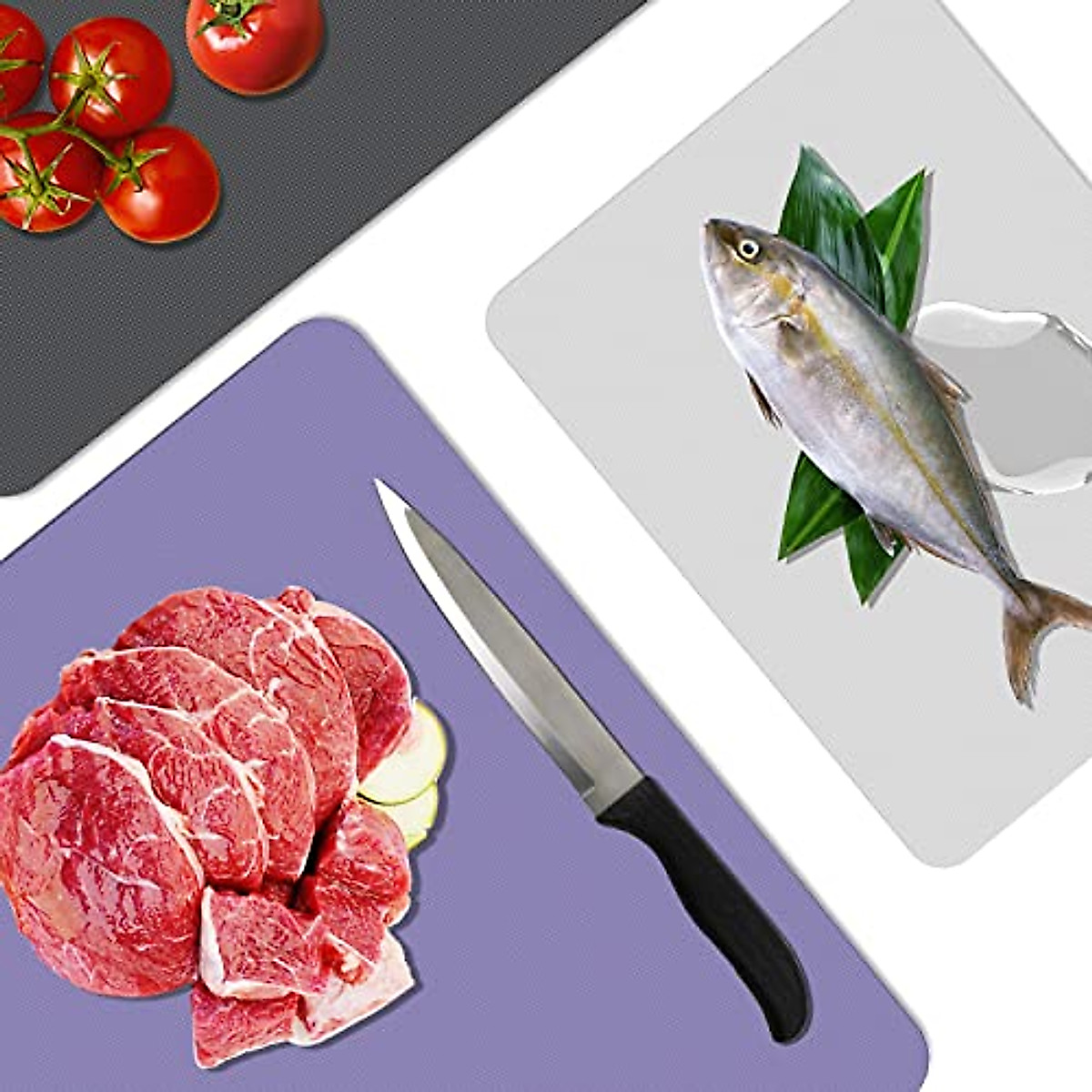 Plastic Cutting Boards for Kitchen, WK Flexible Cutting Board Set of 6, Non Slip Cutting Mats with Hole, BPA Free, Dishwasher Safe, Multi Size