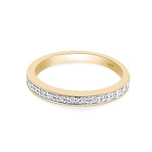 AFFY 1/10 Carat Round Cut White Natural Diamond Engagement and Wedding Band Ring In 14K Yellow Gold Over Sterling Silver (Clarity : I2-I3, Color : J-K, 0.1 Cttw) Ring Size 11