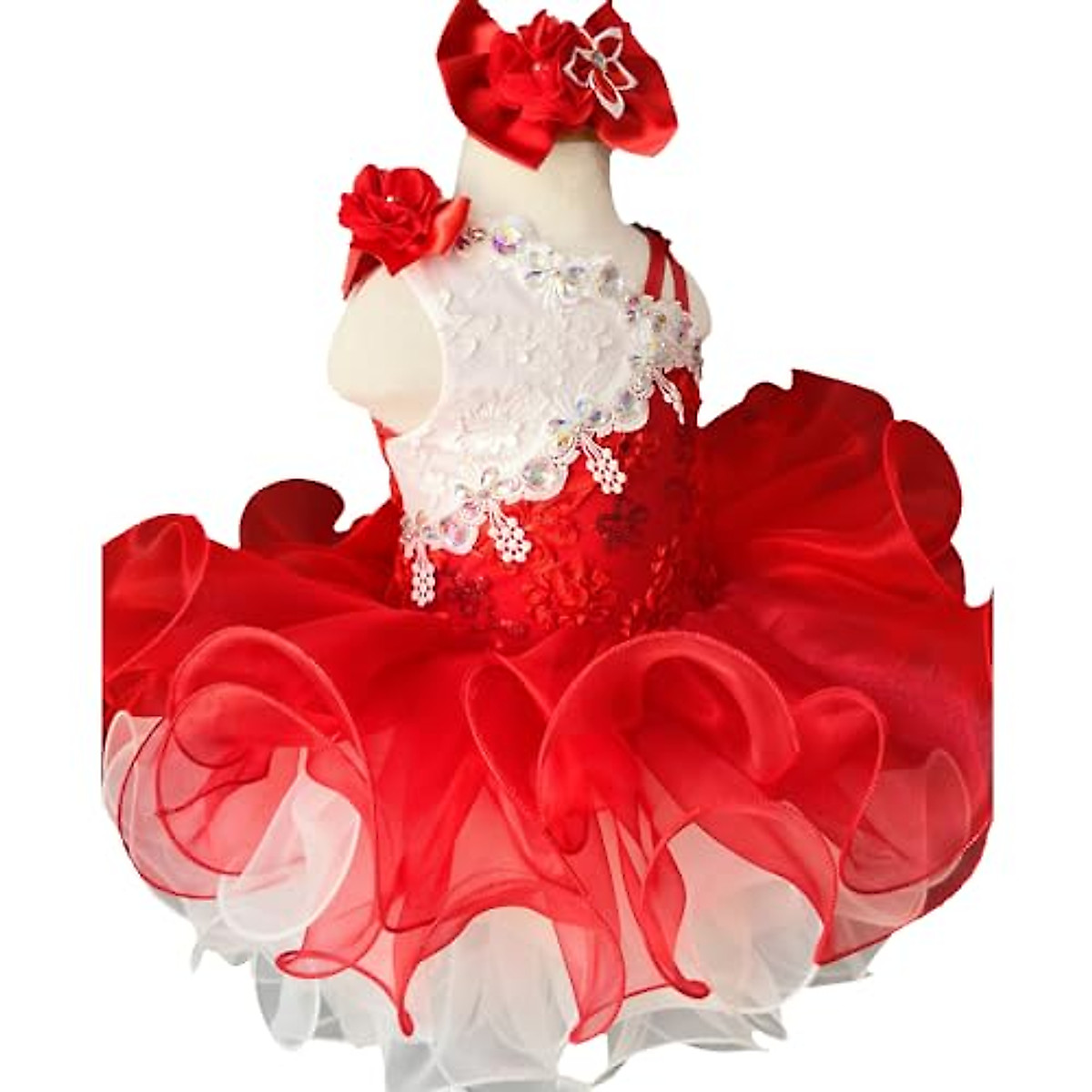 Jenniferwu G124 Infant Toddler Baby Newborn Little Girl's Pageant Party Birthday Dress RED Size 3T