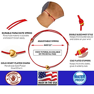 Naz Collection Gold Plated Shiny 6mm Heart Charm Red String Love Bracelet