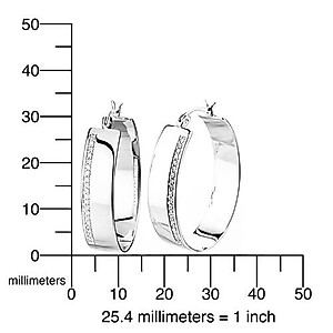 Vir Jewels 1/4 cttw Diamond Hoop Earrings .925 Sterling Silver with Rhodium Prong 1.50 Inch