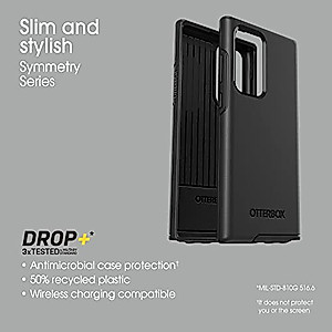 OtterBox Galaxy S22 Ultra Symmetry Series Case - BLACK, ultra-sleek, wireless charging compatible, raised edges protect camera & screen