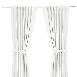 IKEA Ritva 401.119.92 White Curtain Set, 2 Panels with Tie-Backs - Size: W: 57" x L98, 100% Cotton, Pair of 2