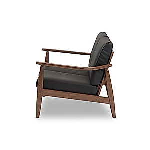 Baxton Studio Venza Faux Leather Loveseat in Black and Walnut Brown