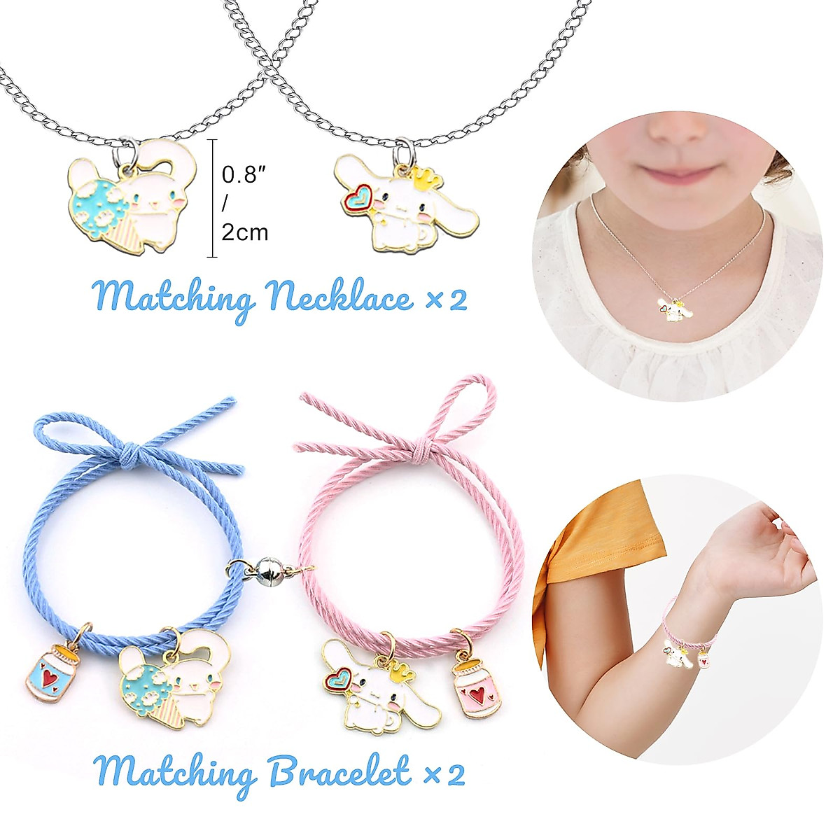 Ohjijinn Gift Set for Girls, Including 1 Drawstring Bag 1 Change Purse 2 Keychains 2 Bracelets 2 Necklaces 2 Ring Holders 6 Badges 40 Stickers