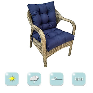 Eoieov Outdoor Chair Cushions Seat & Low Back 41.7 * 20.8 * 3.9",Tufted Thick Patio Outside Wicker Chair Seat Cushion Clearance with Ties for Outdoor Furniture