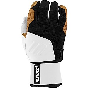 Marucci Blacksmith Full-Wrap Baseball Batting Gloves, White/Black, Adult Medium